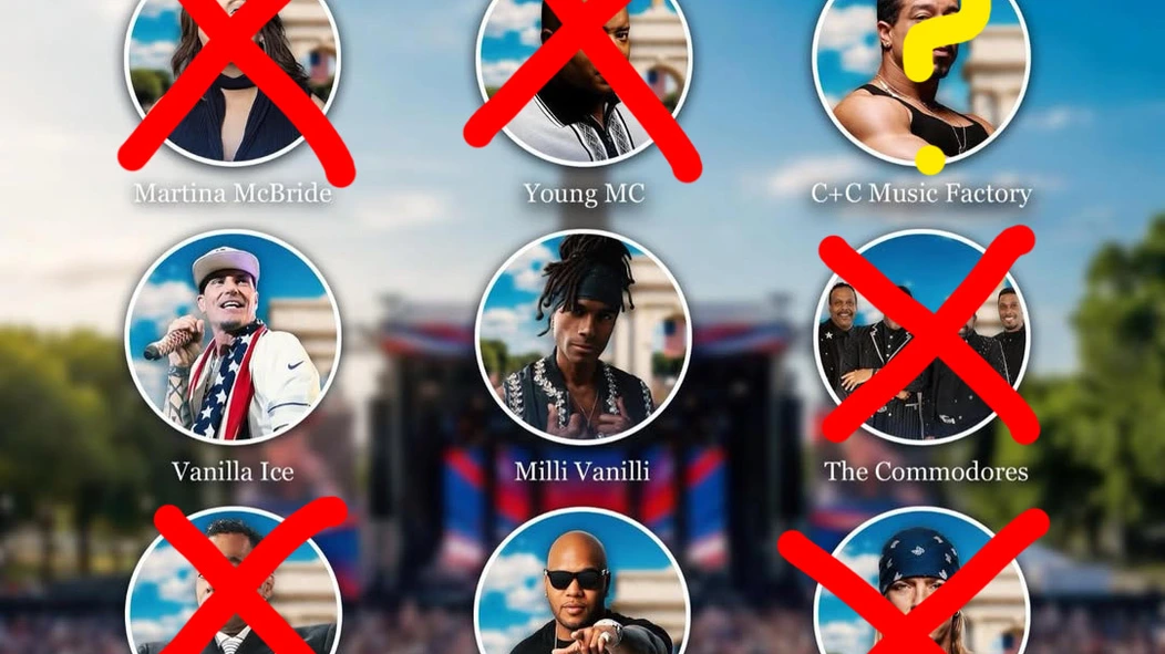 Trump's Freedom 250 loses everyone but Vanilla Ice, Milli Vanilli & C+C ...
