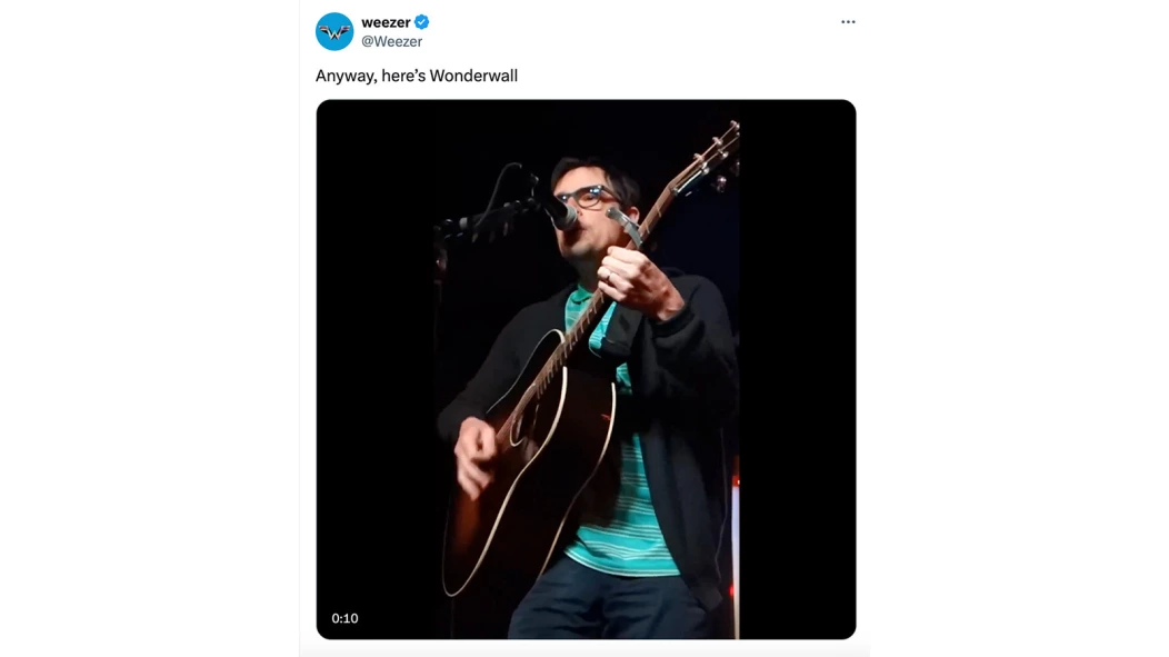 Weezer welcome Oasis back: "Anyway, here's Wonderwall"