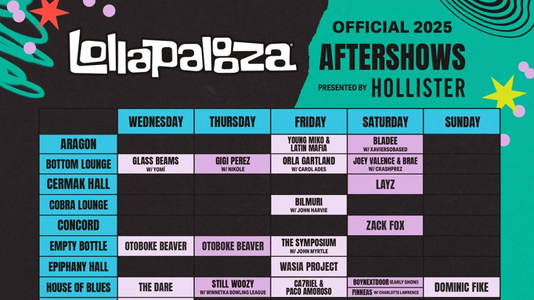 Lollapalooza announces 2025 aftershows
