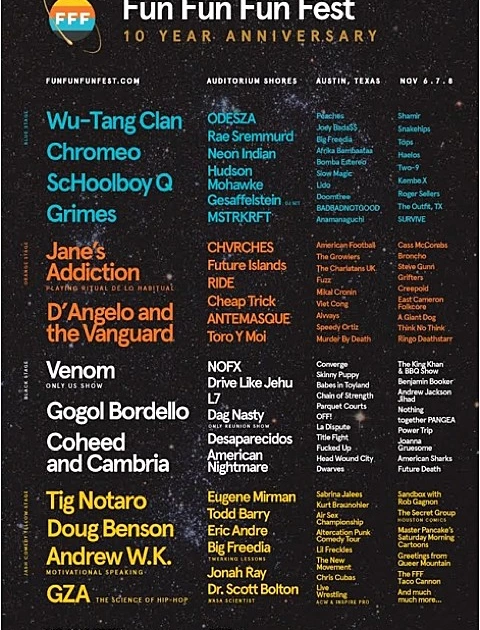 Fun Fun Fun Fest reveals 2015 comedy stage, day-by-day lineups, single ...