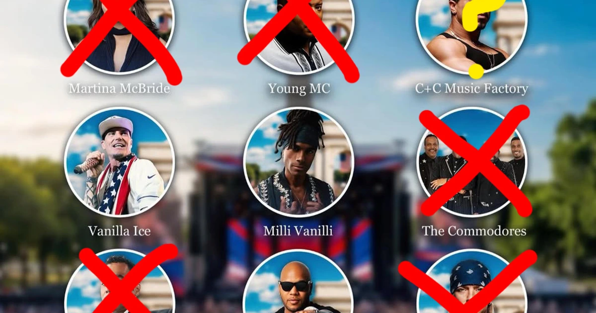 Trump's Freedom 250 loses everyone but Vanilla Ice, Milli Vanilli & C+C ...