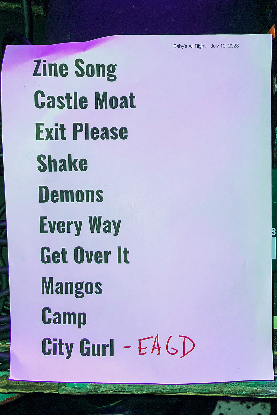 Big Joanie played Baby's All Right with Frida Kill (pics, setlist)