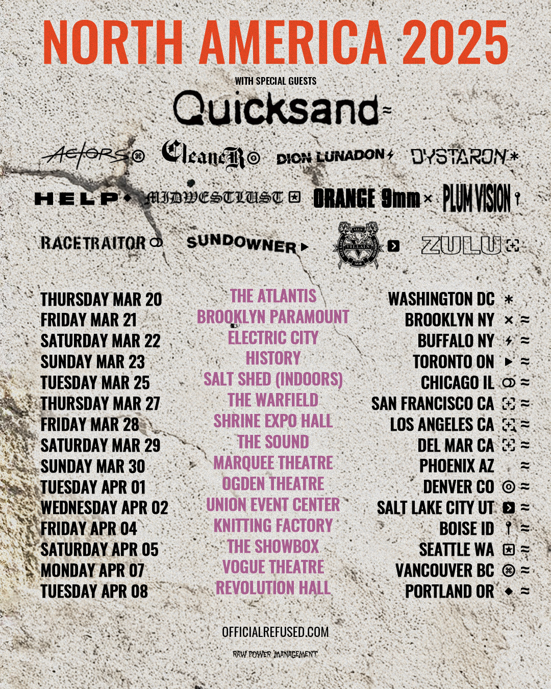 Refused add Orange 9mm, Racetraitor, Zulu & more openers to tour with ...