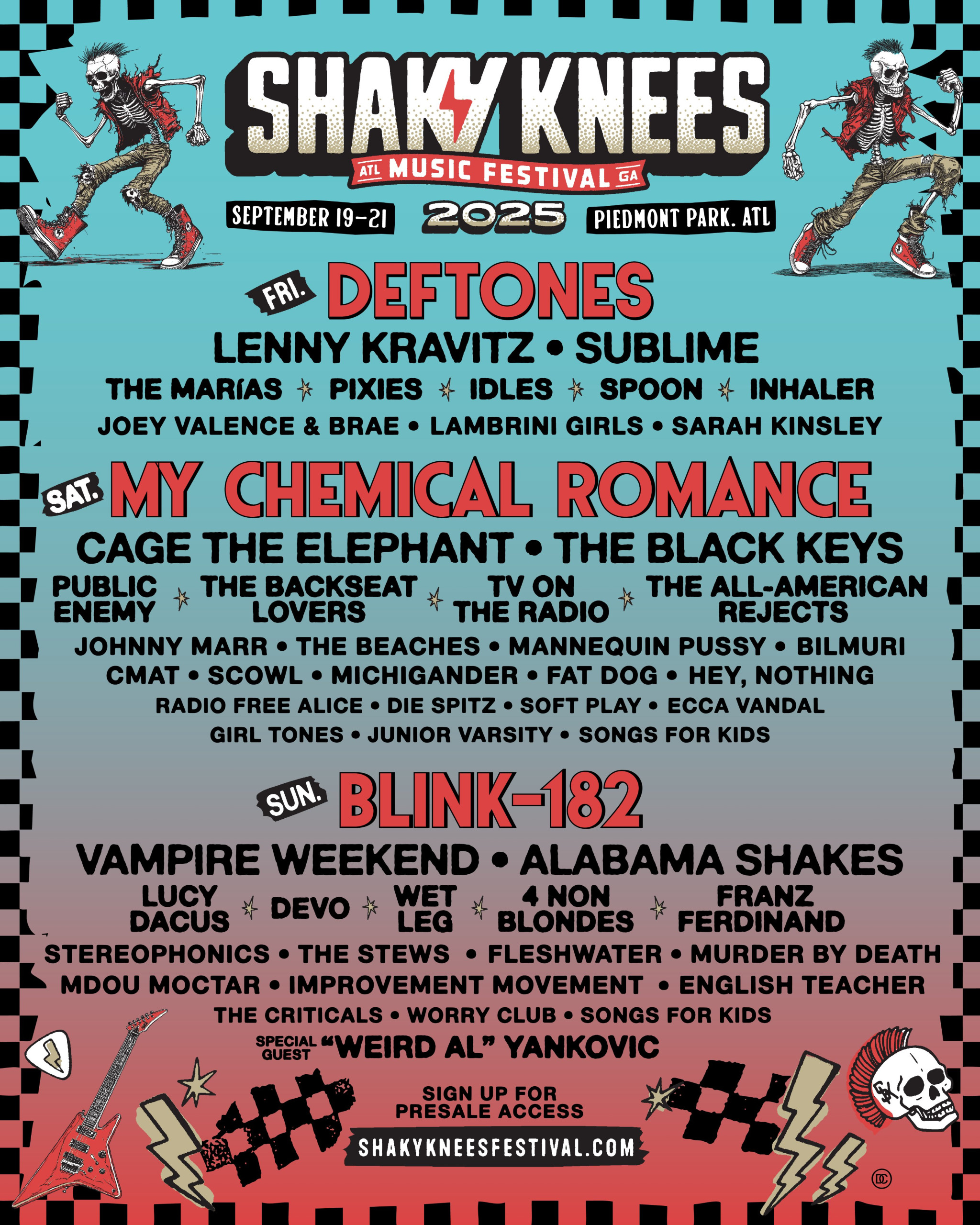 Shaky Knees 2025 lineup: Deftones, My Chemical Romance, blink-182, Vampire Weekend, Alabama ...