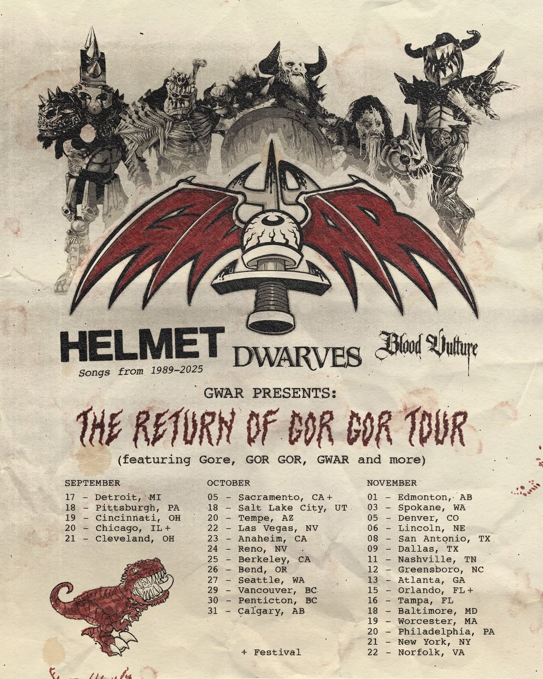 GWAR announce 40th anniversary tour with Helmet, Dwarves & Blood Vulture