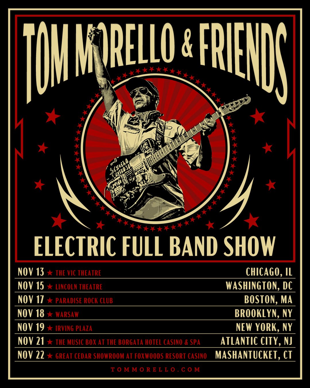 Tom Morello announces full band fall tour (BV Presale for NYC shows)
