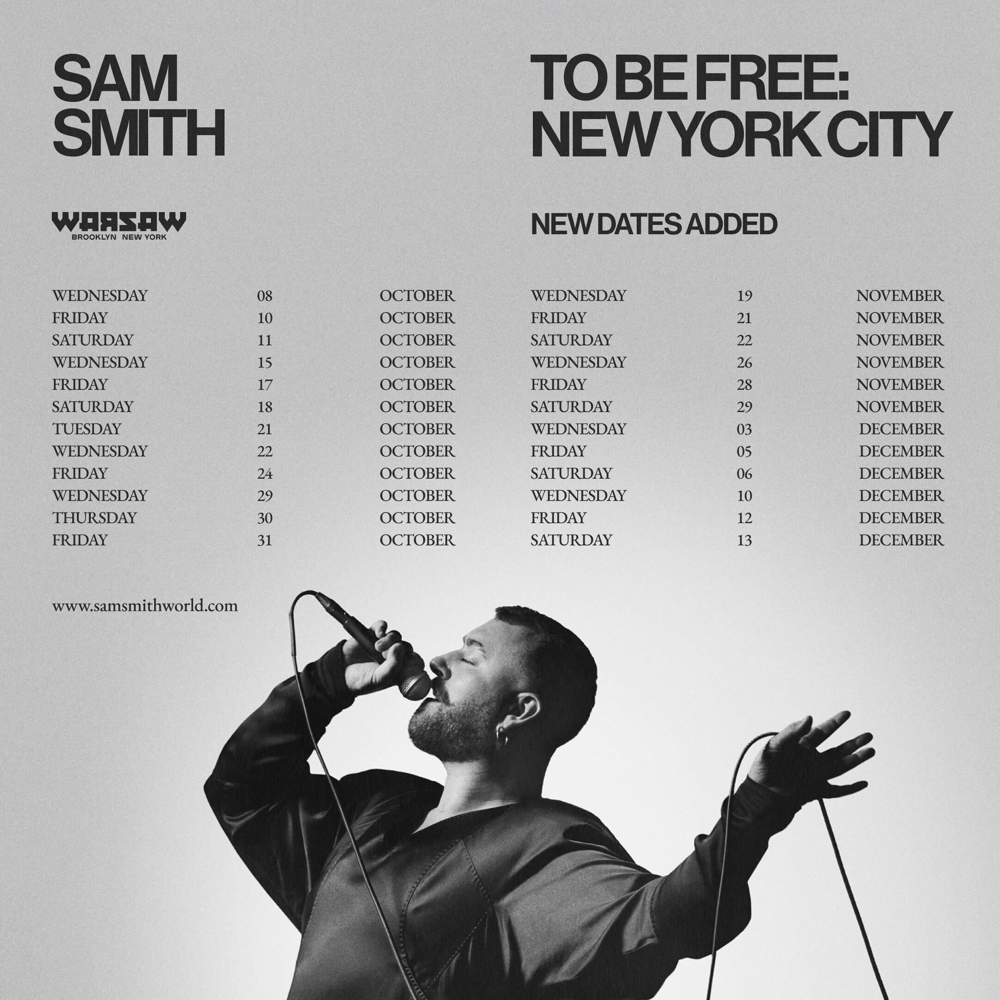 Sam Smith adds 12 more shows to Brooklyn residency at Warsaw
