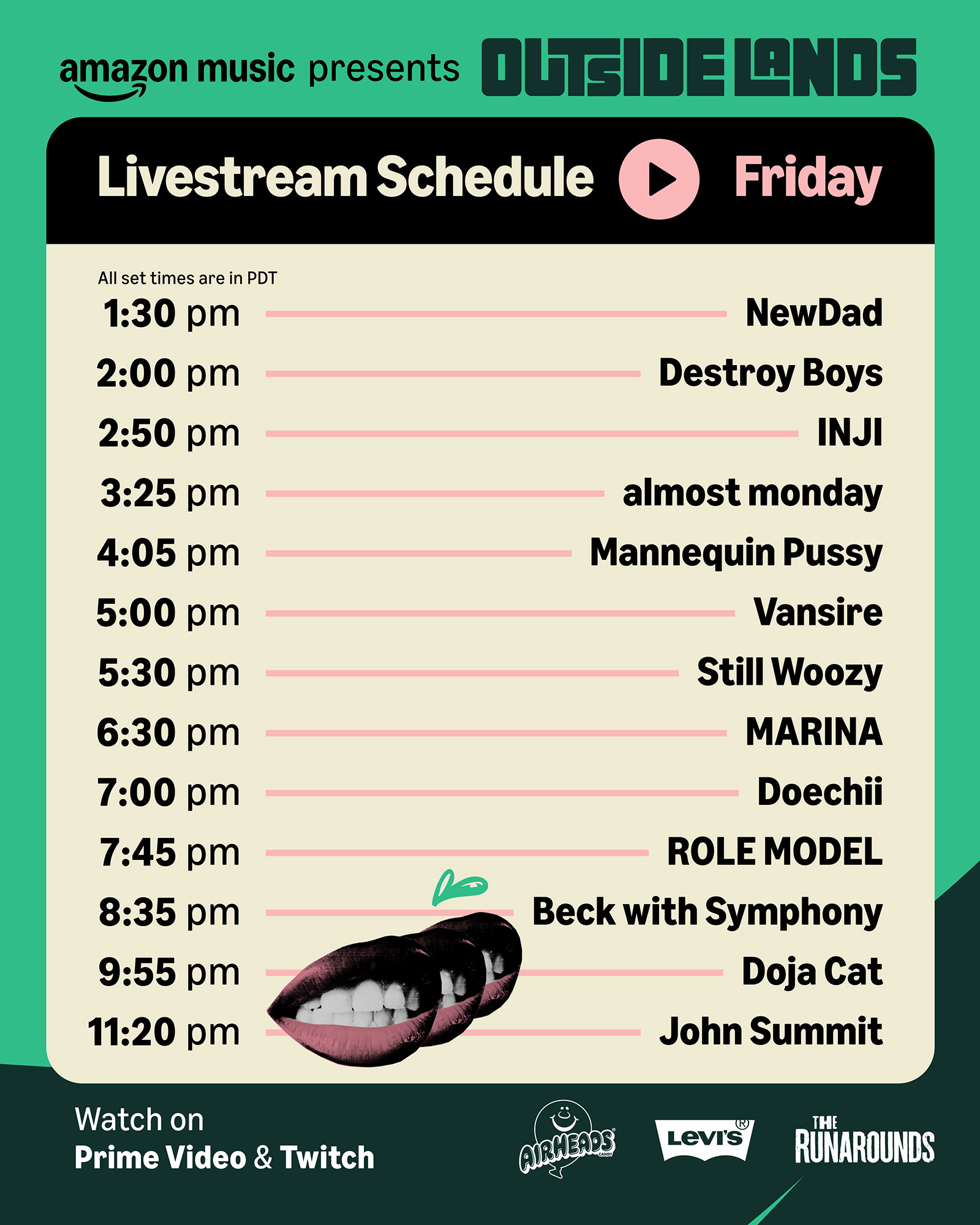 Outside Lands 2025 livestream schedule