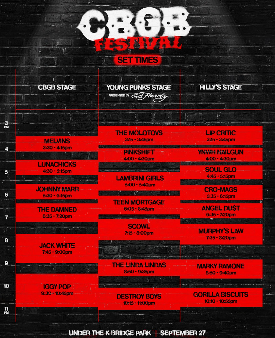 CBGB Music Festival announces set times