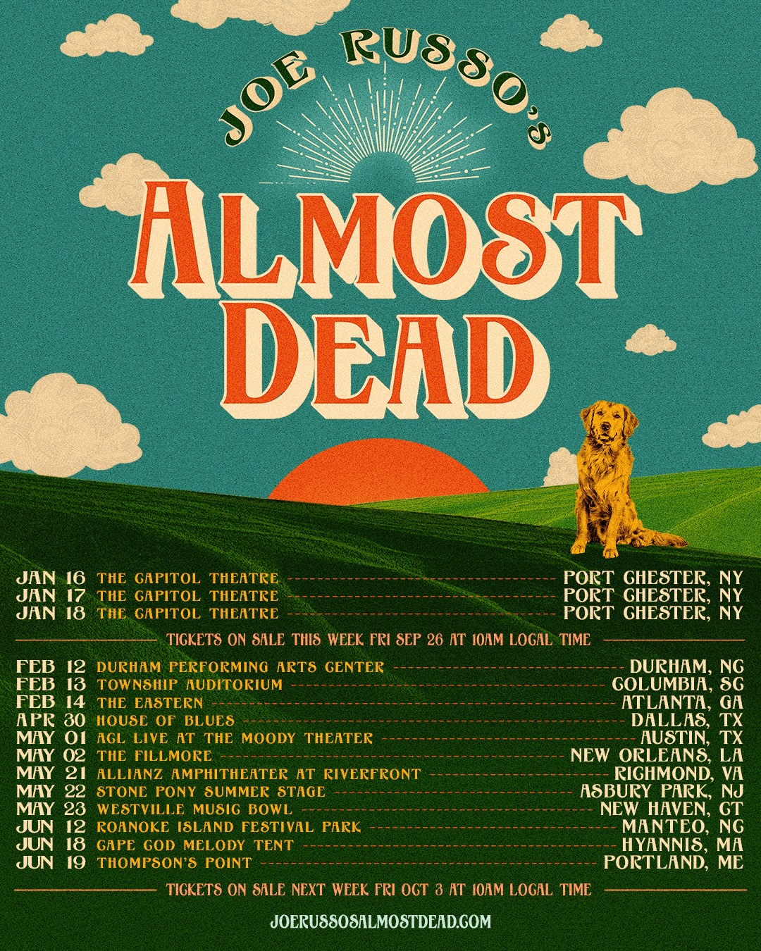 Tour news: Wednesday, The Cribs, The Rapture, Joe Russo's Almost Dead, Afternoon Bike Ride ...