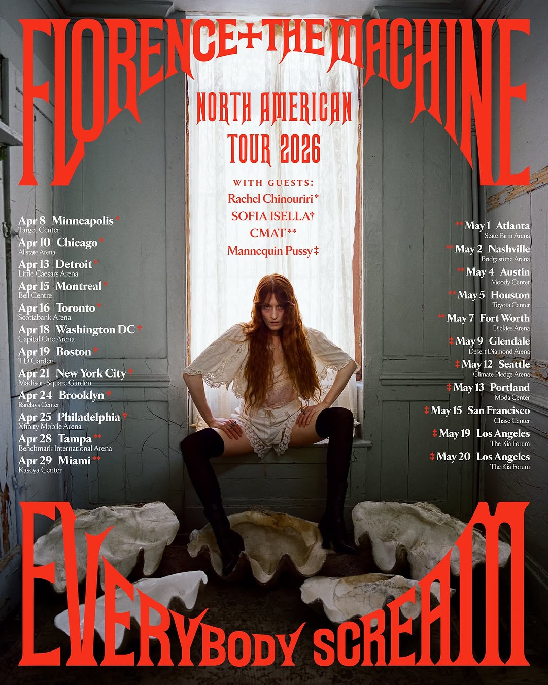 Florence + The Machine announces 2026 tour with Mannequin Pussy, CMAT ...