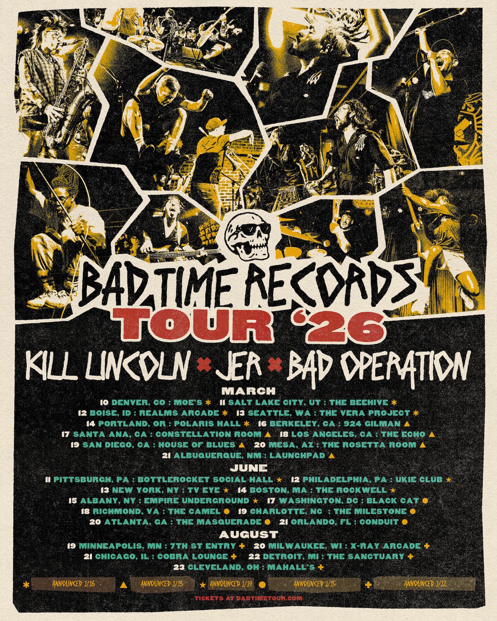 Bad Time Records Tour 2026 announced with Kill Lincoln, JER, and Bad ...