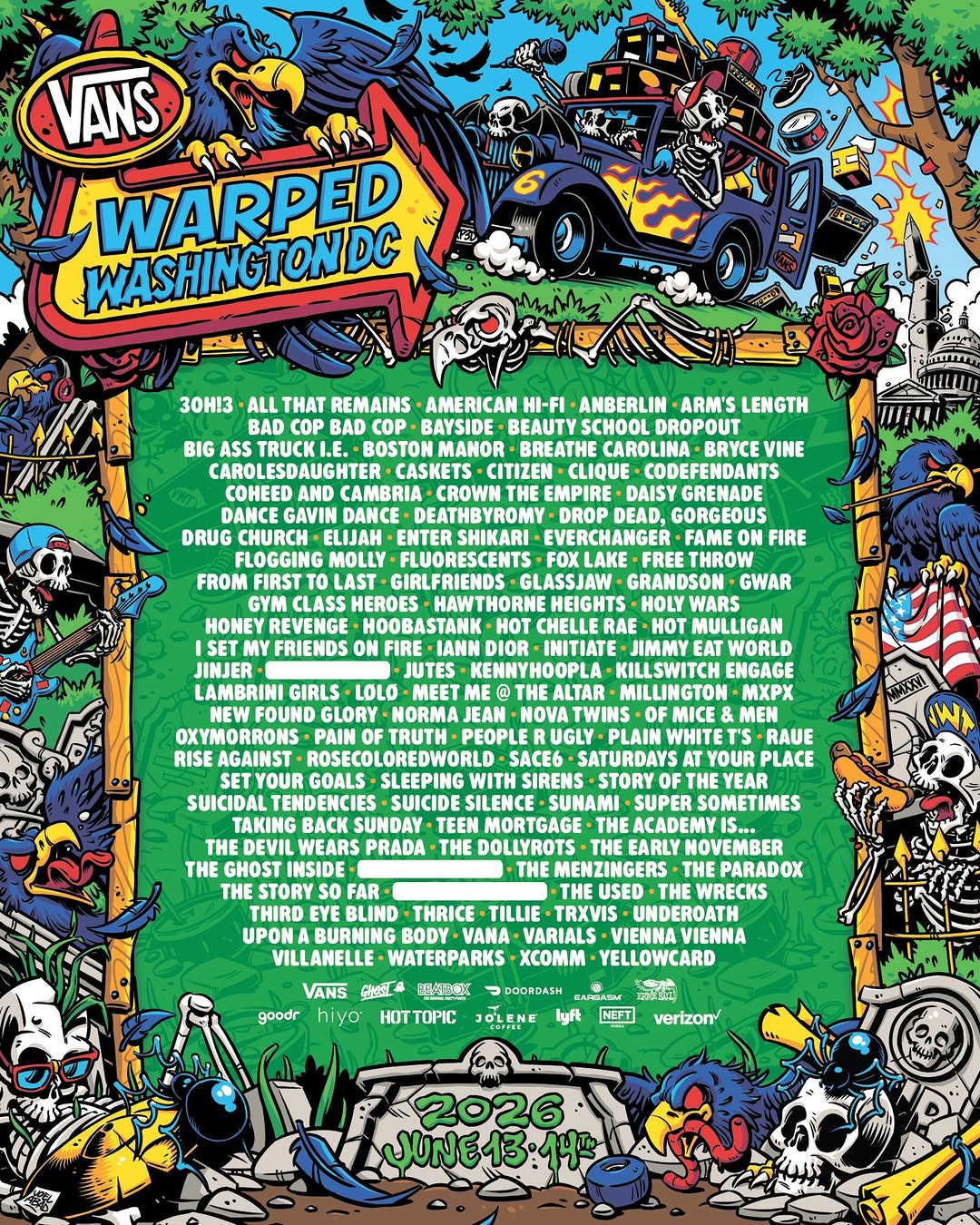 Warped Tour reveals full 2026 DC lineup (Jimmy Eat World, Coheed and ...