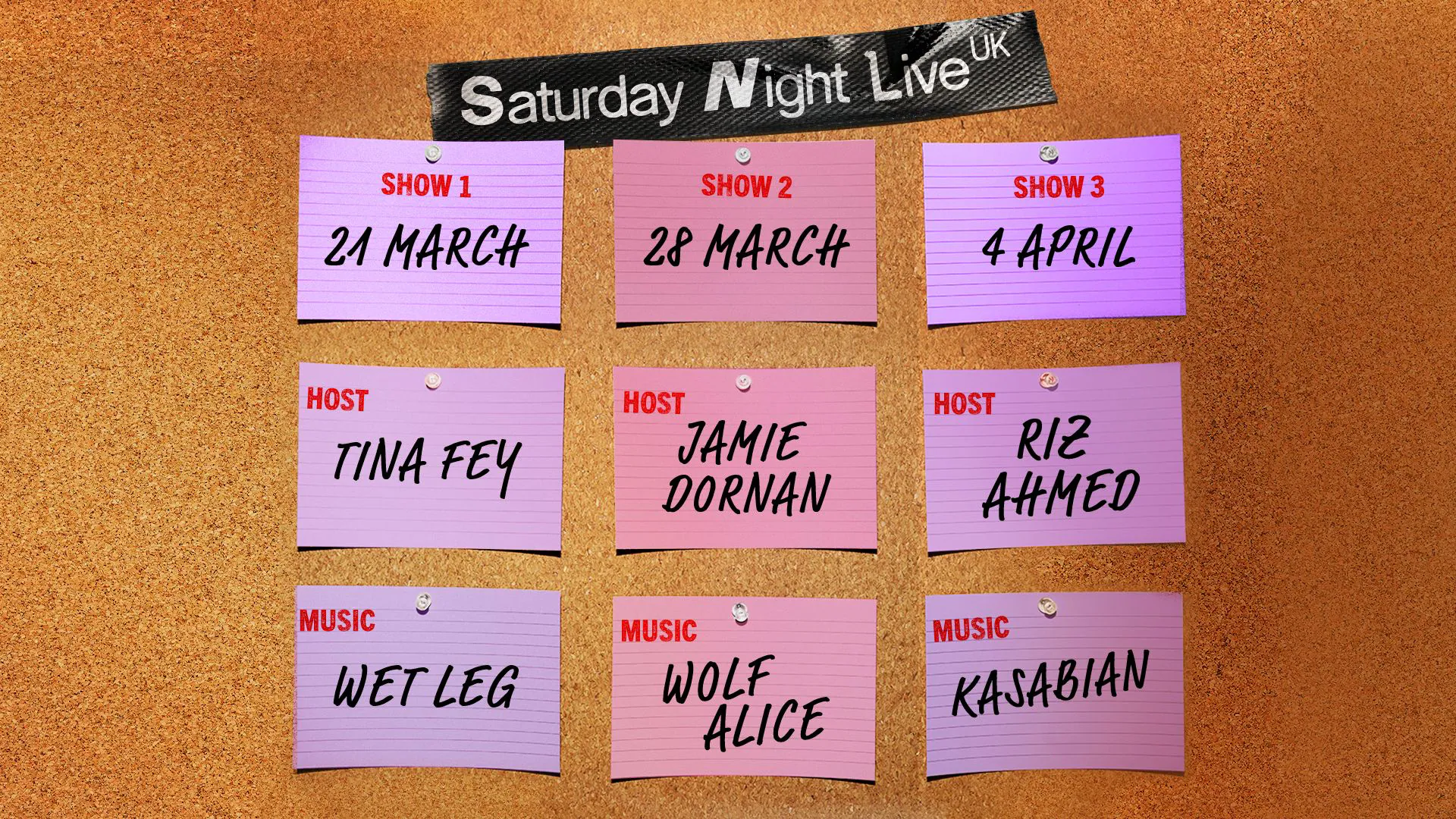 Saturday Night Live UK starts this week; Wet Leg, Wolf Alice & Kasabian ...