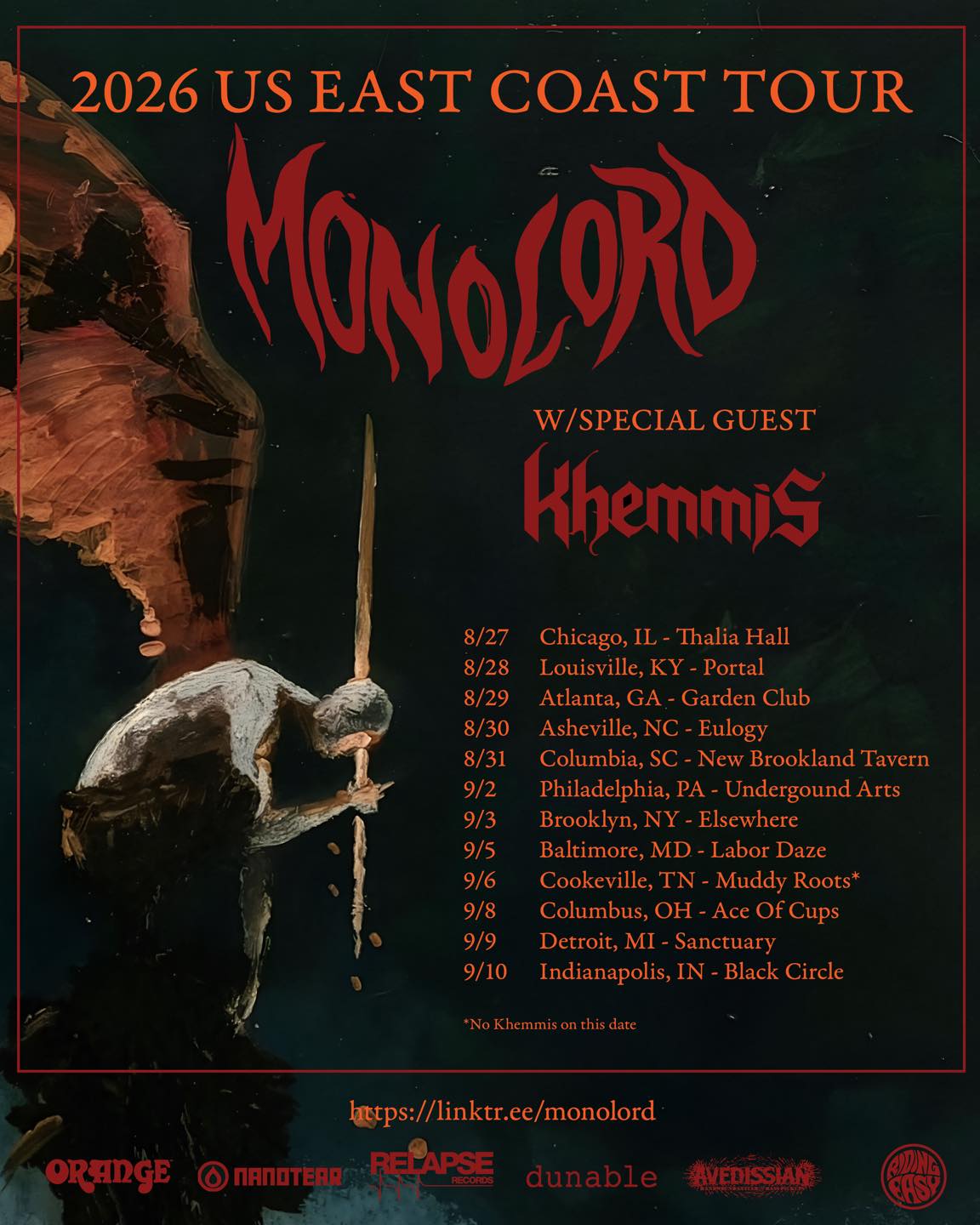 Tour news: MONOLORD, Richard Ayoade, Sylvan Esso, MEMORIALS more