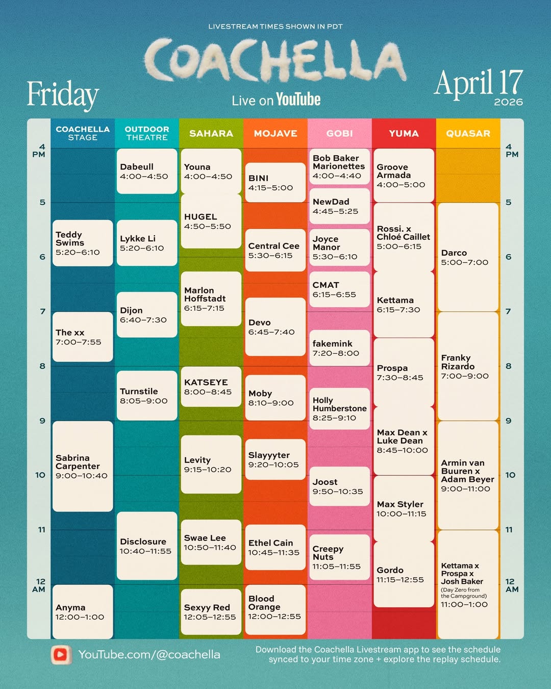 Coachella announces 2026 weekend 2 livestream schedule (watch here)