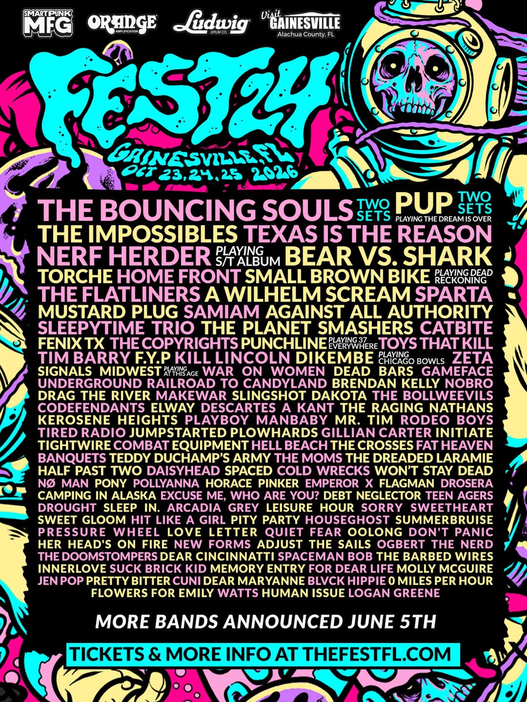 The Fest 2026 initial lineup: The Bouncing Souls, PUP, Texas is the ...