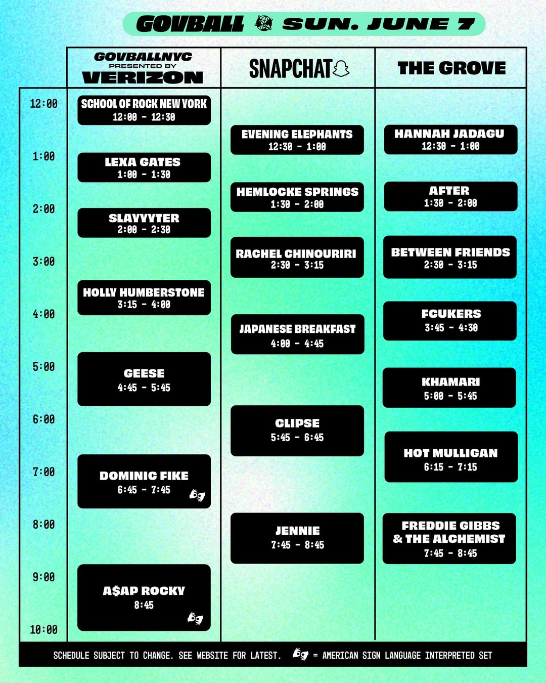 Governors Ball announces 2026 aftershows & set times