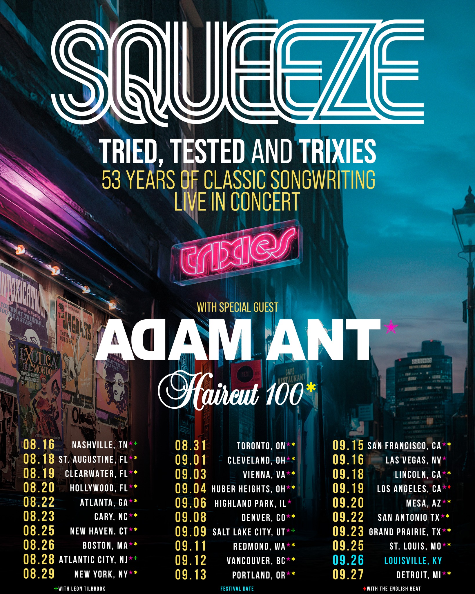 Squeeze announce North American tour with Adam Ant & Haircut 100