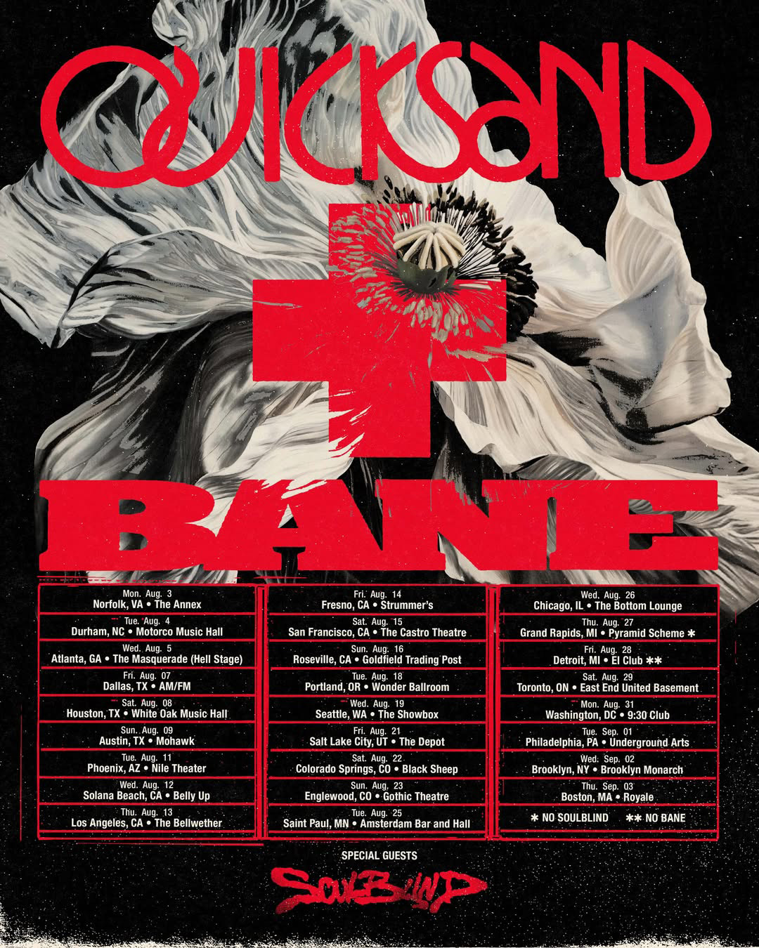 Quicksand & Bane announce summer tour with Soul Blind