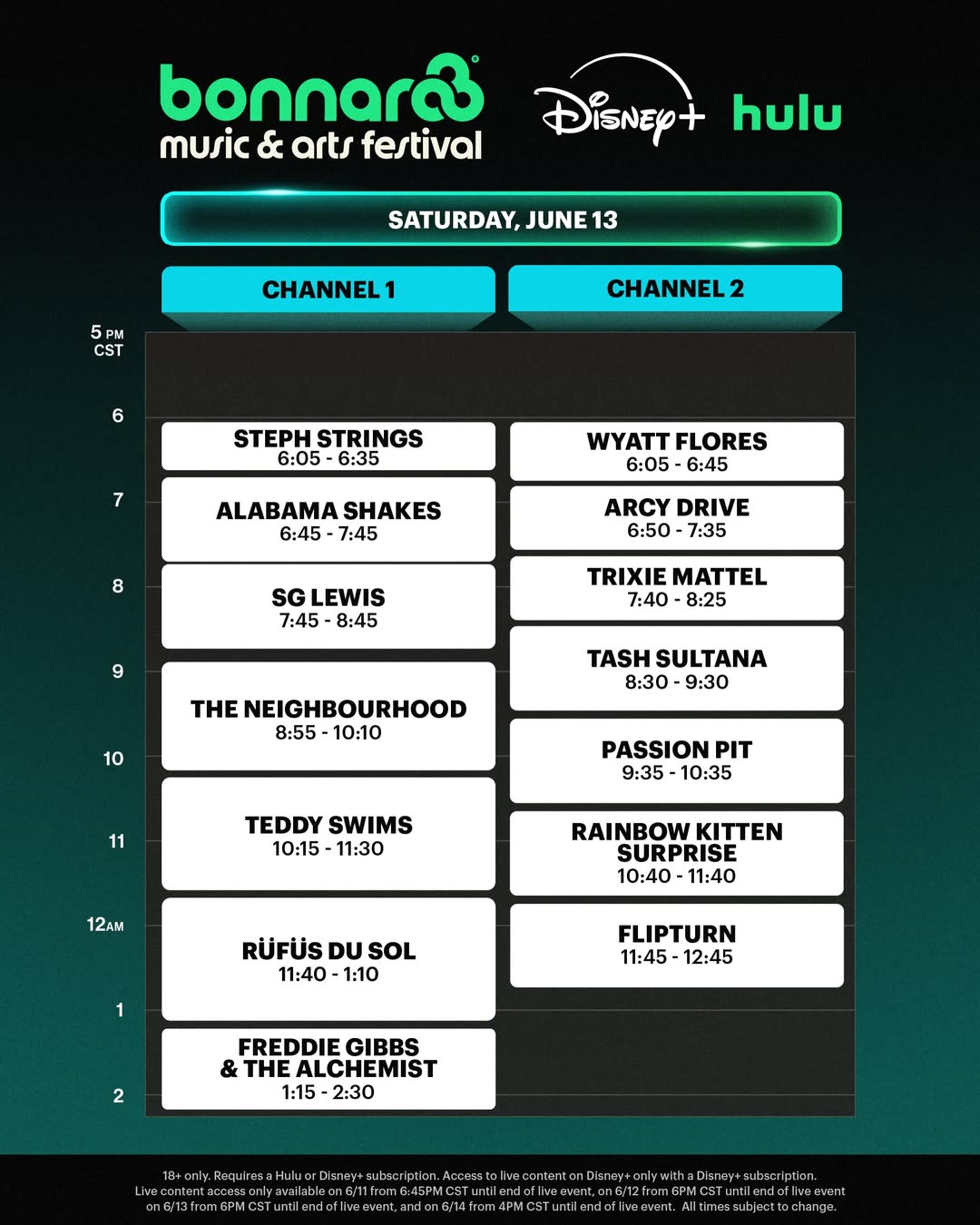 Stream Bonnaroo live (2026 schedule)